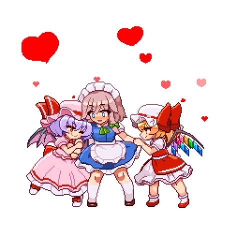 Remilia Scarlet Flandre Scarlet And Izayoi Sakuya Touhou Drawn By