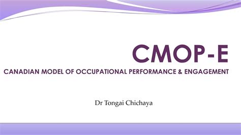 The Canadian Model Of Occupational Performance And Engagement Cmop E