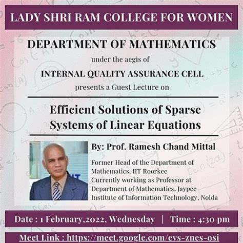 Guest Lecture On Efficient Solutions Of Sparse System Of Linear Equations LSR Mathematics