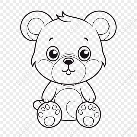큰 눈을 가진 테디 베어 색칠 페이지 개요 스케치 드로잉 벡터머리하얀색 Png 일러스트 무료 다운로드 Lovepik
