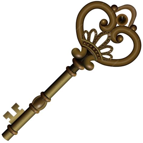 Chave De Bronze Realista Vintage Isolada No Fundo Branco Vetor Premium