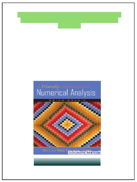 Friendly Introduction To Numerical Analysis 1st Edition Bradie