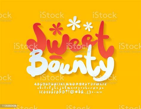 벡터 텍스트 달콤한 현상금 다채로운 레이블입니다 손으로 장난 알파벳 문자 숫자 및 기호 컴퓨터 글자에 대한 스톡 벡터 아트 및