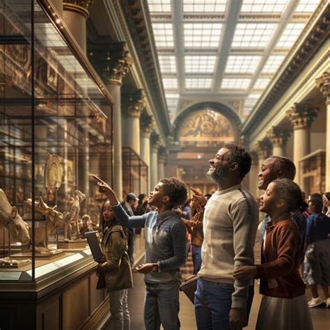 People Looking At A Display Of Artifacts In A Museum Generative Ai Premium Ai Generated Image