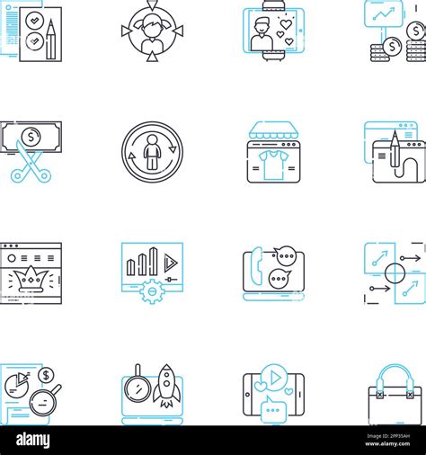 International Business Linear Icons Set Globalization Trade Imports Exports Multinational