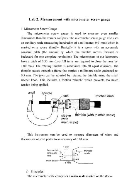 Lab2 University Physics Experiment B Lab Report 1 Lab 2 Measurement With Micrometer Screw