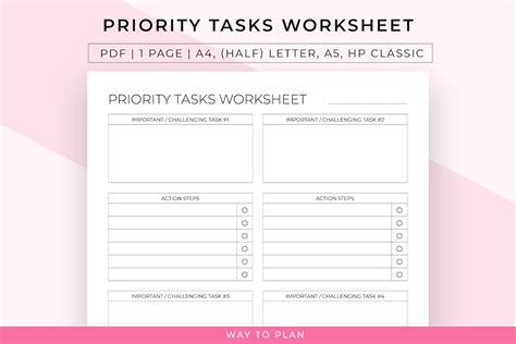 Priority Tasks Worksheet To Help You Prioritize Tasks And Break Them