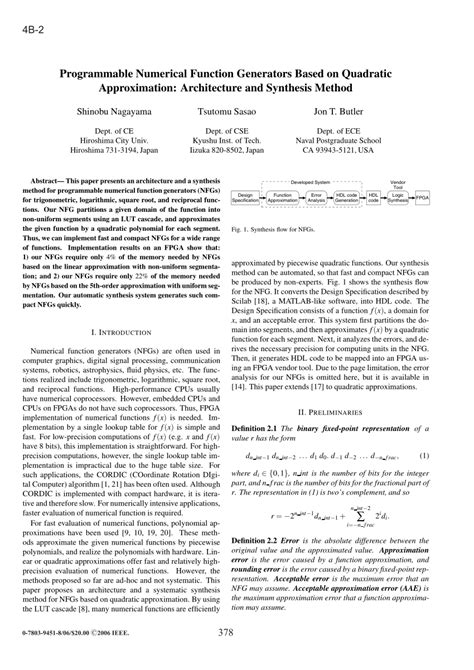 pdf programmable numerical function generators based on quadratic