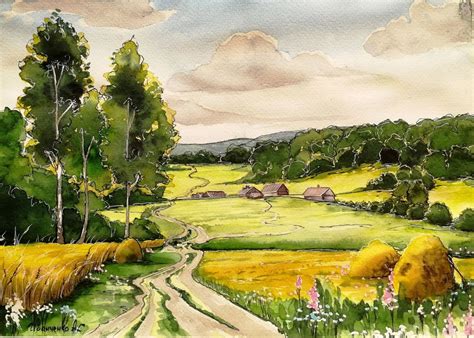 Рисунок на тему лето в деревне 94 фото