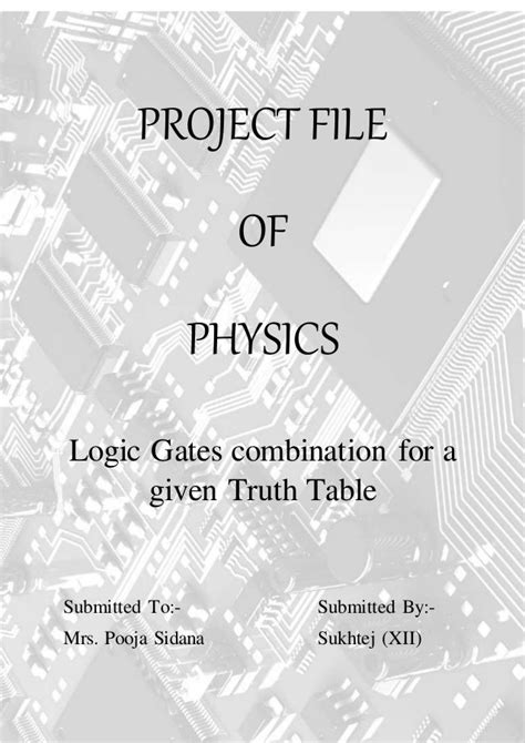 Physics Investigatory Project Class 12 On Logic Gates Boolean Algebra