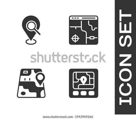 Set Gps Device Map Search Location Stock Vector Royalty Free