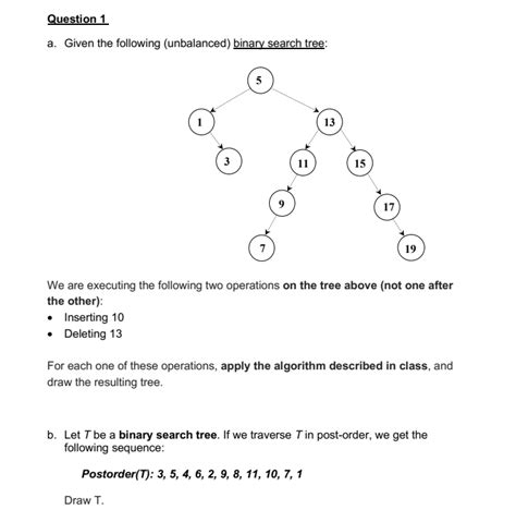 solved question 1 a given the following unbalanced binary