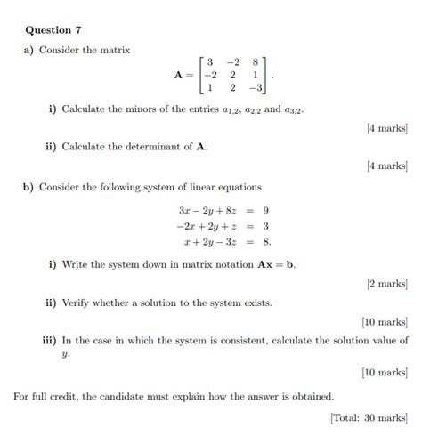 Solved A Consider The Matrix A 321222813 I Chegg Com
