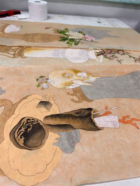 오점숙 쌤 기명절지도 작업중