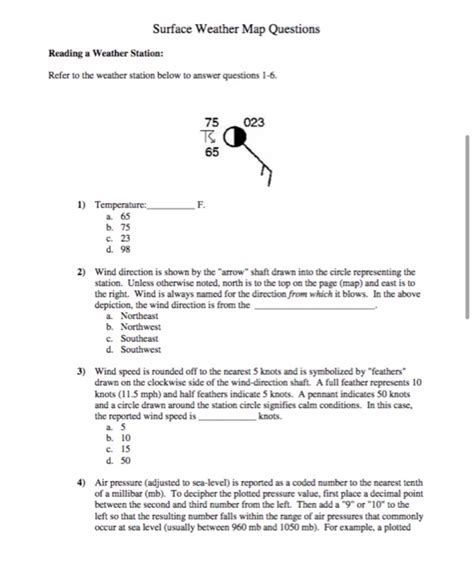 Solved Surface Weather Map Questions Reading A Weather Chegg Com