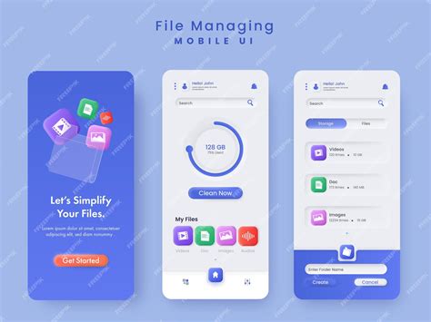 Premium Vector File Managing Mobile Ui Splash Screens Template Layout