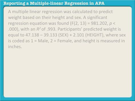 Reporting A Multiple Linear Regression In Apa PPTX