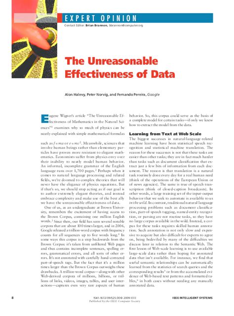 Pdf The Unreasonable Effectiveness Of Data
