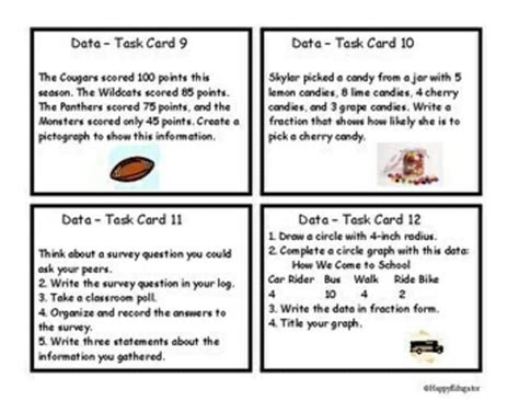 Data Analysis Task Cards Math Test Prep Easel Activity Digital And Print