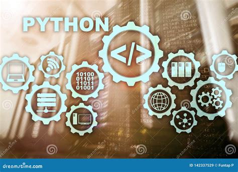 Python Programming Language On Server Room Background Programing Workflow Abstract Algorithm