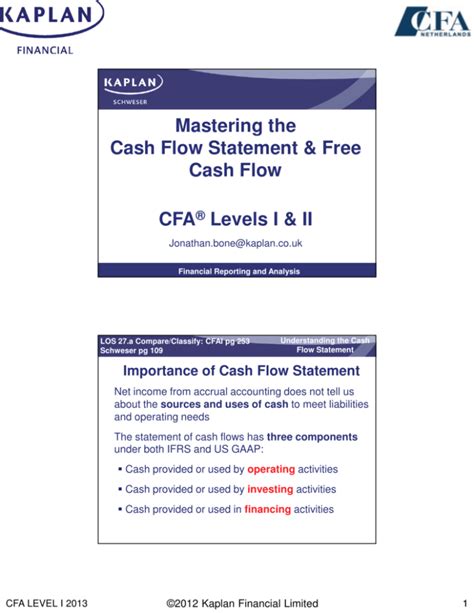 Cash Flow Statement Free Cash Flow CFA Levels I II