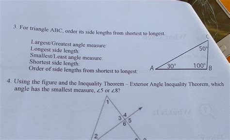 Solved For Triangle Abc Order Its Side Lengths From Shortest To Longest Largestgreatest