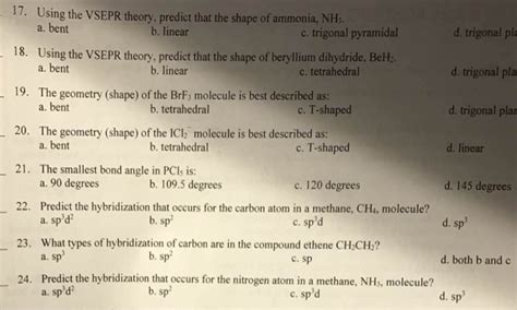 Solved Using The VSEPR Theory Predict That The Shape Of Chegg
