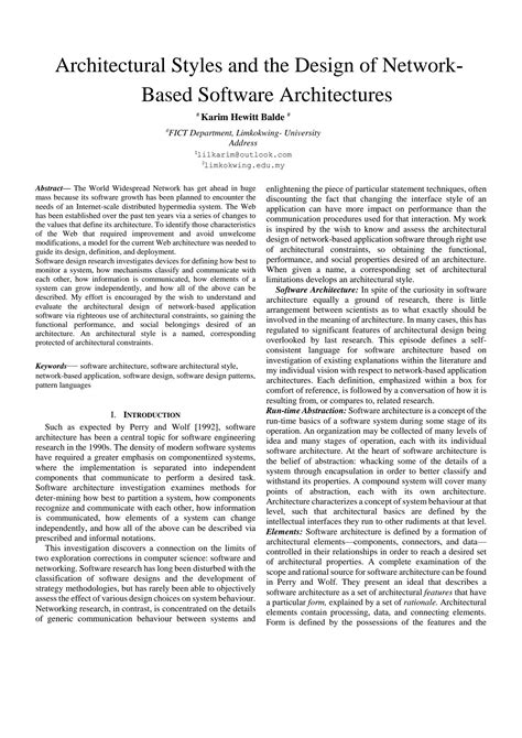 solution architectural styles and the design of network based software architectures ieee