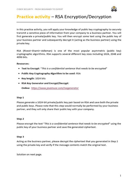 Practice Activity Cryptography Pdf