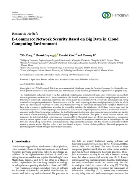 e commerce network security based on big data in cloud computing