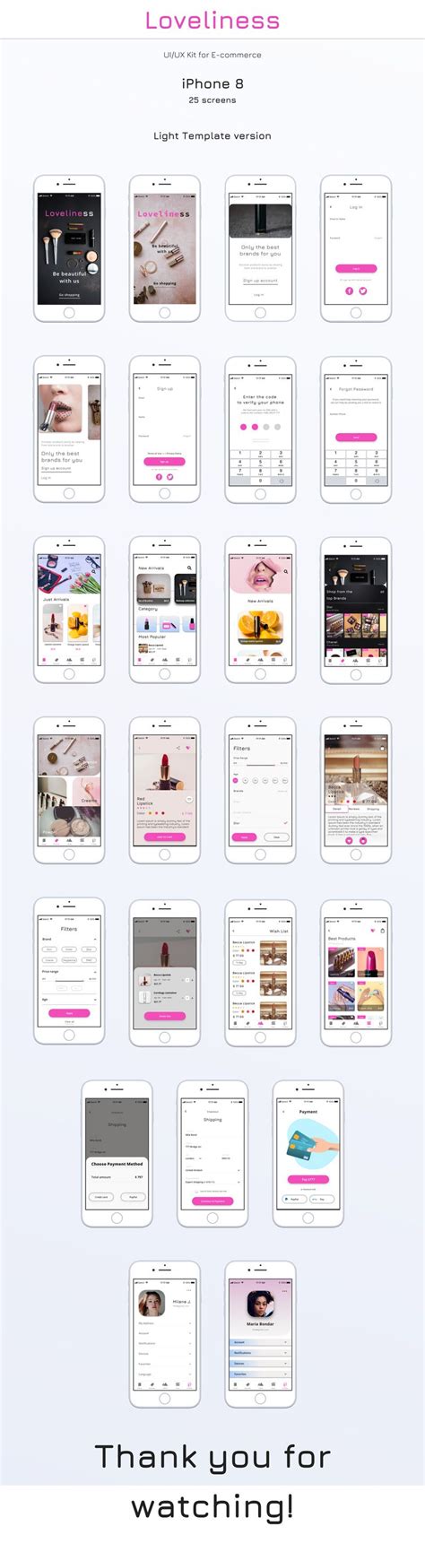 Loveliness Ui Ux Ui Ux Fashion E Commerce Shopping Set For Iphone 8 Sketch Template Ui Ux