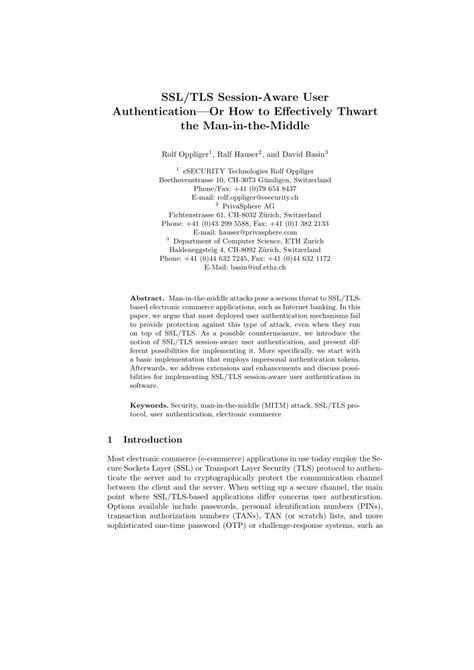 Pdf Ssltls Session Aware User Authentication Or How To Effectively