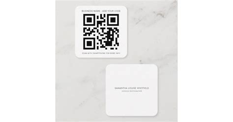 Custom Create Your Own Qr Code Minimalist Square Business Card Zazzle