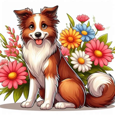 Собака бордер колли Вектор Иллюстрация мультфильма Премиум векторы