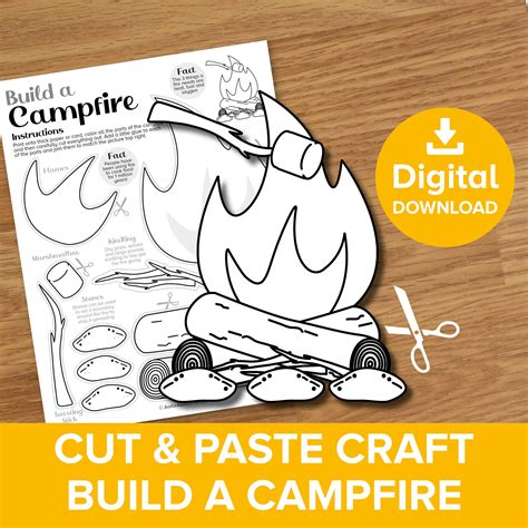 Campfire Cut And Paste Craft Printable Summer Camping Color And Build