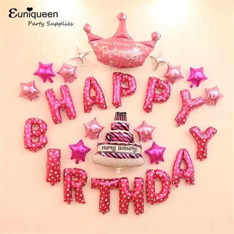 소녀 생일 키트 핑크 테마 생일 축하 편지 풍선 어린이 파티 아이디어 공주 파티 배경 벽 장식파티 Diy 장식품 Aliexpress