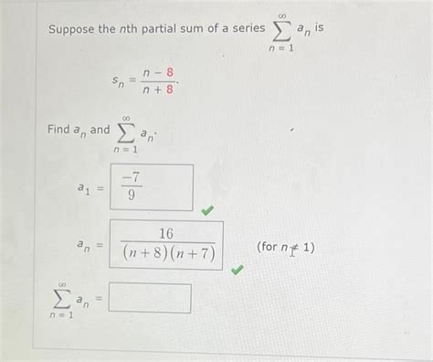 Solved Suppose The Nth Partial Sum Of A Series N An Is Chegg
