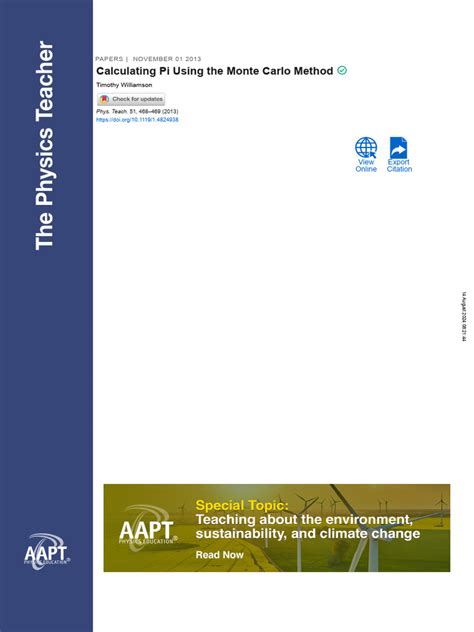 Calculating Pi Using The Monte Carlo Method Pdf Pi Sampling