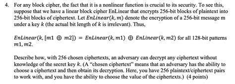 Solved For Any Block Cipher The Fact That It Is A Nonlinear