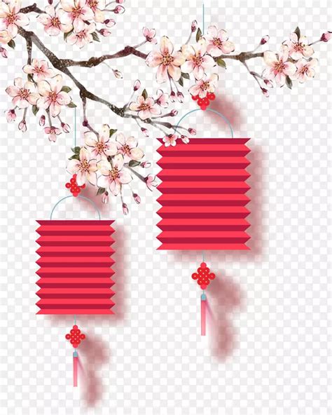 手绘灯笼桃花png图片素材下载图片编号edyjdwjy 免抠素材网