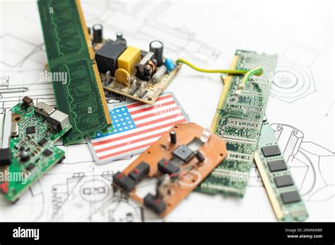 Printed Circuit Board With Electronic Chips And Electronic Scheme Electronic Documentation