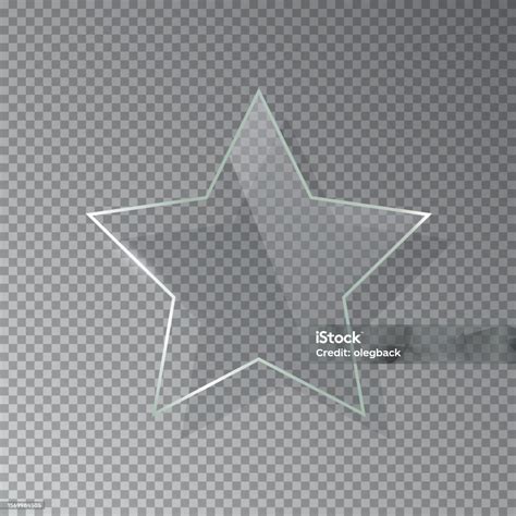 사실적인 3d 별 모양 유리 프레임은 회색 투명 배경에 분리되어 있습니다 창조적 인 경계판 객체 프레임 워크 유리 재료에 대한 스톡 벡터 아트 및 기타 이미지 Istock
