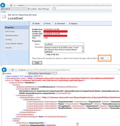 Reporting Services Is There Any Option To Get Timeout Value From Ssrs Shared Dataset Stack