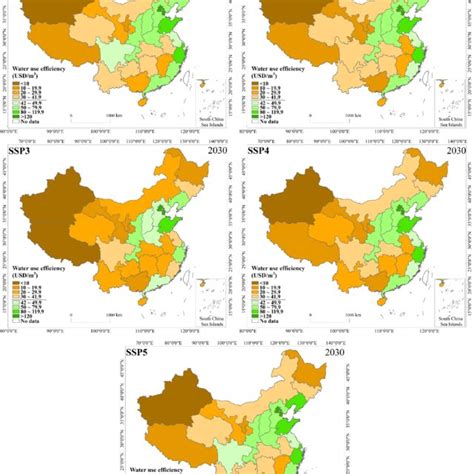 Spatial Distribution Of Water Use Efficiency In Each Province Under The