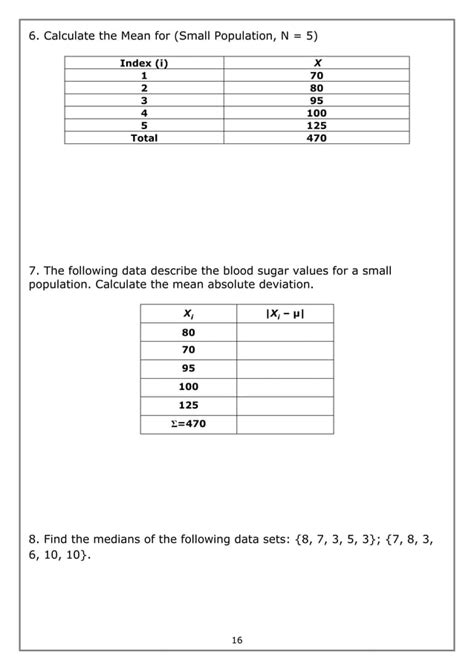 Biostatistics Worksheet Exercises