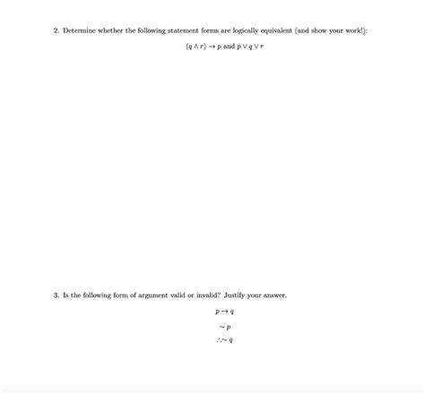 Solved 2 Determine Whether The Following Statement Forms