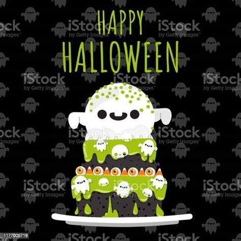 해피 할로윈 축제 할로윈 케이크 유령검은 할로윈 원활한 패턴 배경에 케이크위에 장식합니다 벡터 그림입니다 10월에 대한 스톡 벡터 아트 및 기타 이미지 Istock