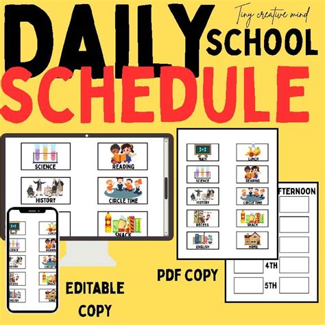 Editable Daily School Schedule With Visual Icons Morning And Afternoon