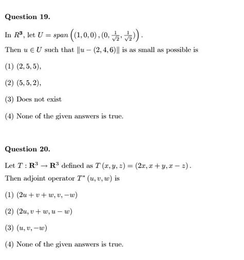 Solved Question 19 In R3 Let U Span 1 0 0 0 21 21 Chegg Com