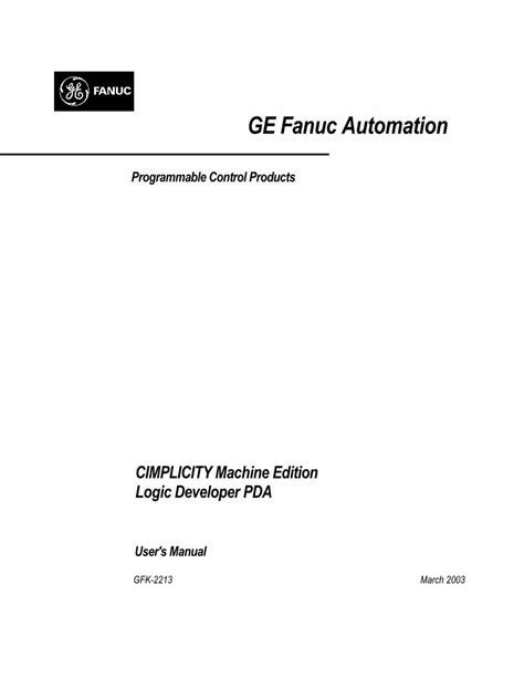 PDF GE Fanuc Automation Logic Control Machine GE Fanuc Automation Programmable Control